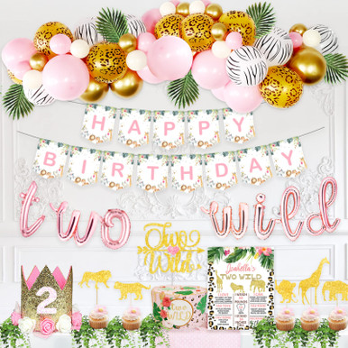 Two Wild Birthday Decorations Girl, Hombae Safari Birthday Decorations ...