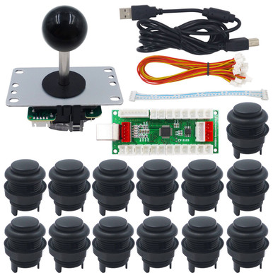 SJJX Arcade Game DIY Kit 13PCS Arcade Matt Frosted Black Button PC PS2 PS3 Android Zero Delay ...