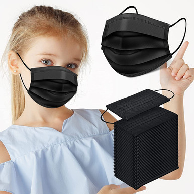 Kids Disposable Mask Black Disposable Face Masks, 100 Pack Black Kids ...