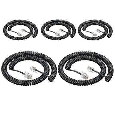 Ubramac Telephone Handset Cord,Coiled Wire 5 Pack 8Ft Uncoiled / 1.4Ft ...