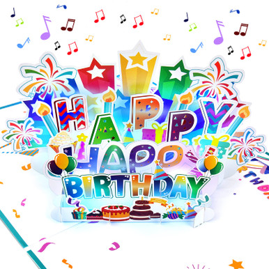 Large 3D Pop Up Birthday Card with Recording Function, Musical Happy ...