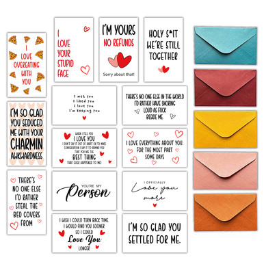 haipino 14 Funny Mini Love Notes Cards Anniversary Cards with 14 Small ...