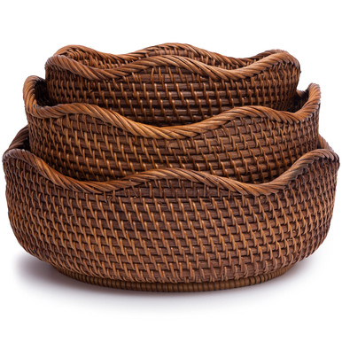 Vegetable Baskets for Kitchen Rattan Shallow Basket for Bathroom Rustic ...