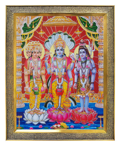 Koshtak brahma vishnu mahesh ji Trimurti photo frame with Unbreakable ...