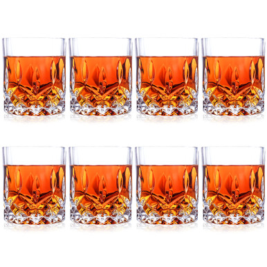 QUMMFA Whiskey Glasses, Set of 8 Cocktail Glasses, 10 OZ Old Fashioned ...