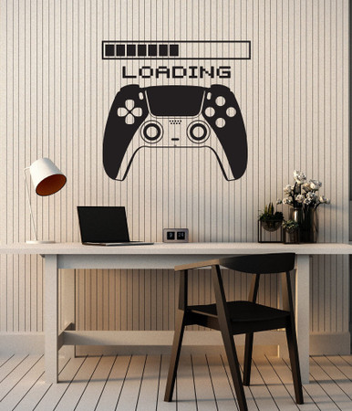 Vinyl Wall Decal Gamer Joystick Loading Gaming Room Gamepad Stickers ...
