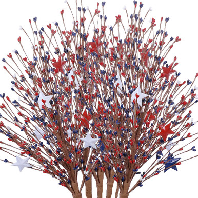 niuniufine 6 Bundles 4th of July Berry Flower Stems Patriotic ...