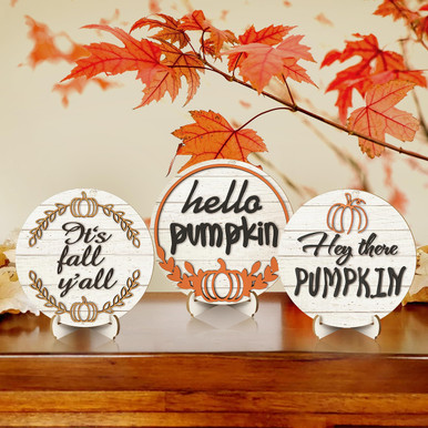 3 Pieces Fall Wooden Signs Fall Harvest Tabletop Signs Thanksgiving ...