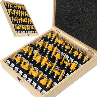OLETBE Router Bits 1/2 Inch Shank Router Bit Set 37PCS Round Bearing ...