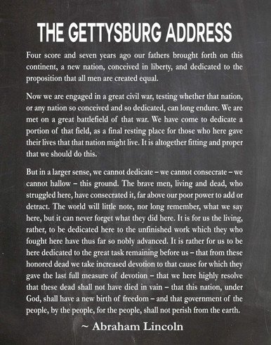 Gettysburg Address Wall Decor by Abraham Lincoln - Famous Speech ...