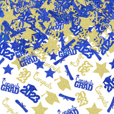 Blue and Gold Graduation Confetti 2023 Graduation Table Confetti ...