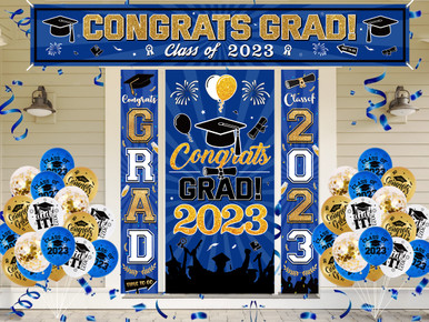 2023 Graduation Decorations, Class of 2023 Navy Blue Gold Graduation ...