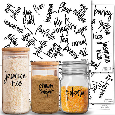 214 Pantry Labels for Food Containers, Preprinted Clear Water Resistant ...