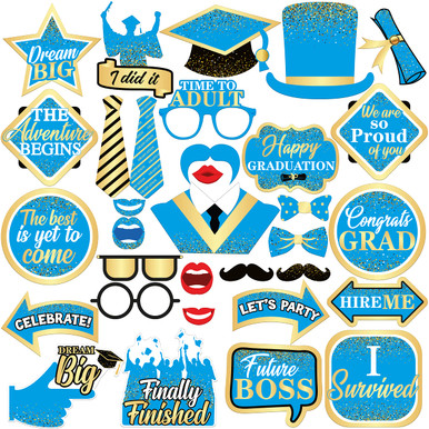 KatchOn, Blue Graduation Photo Booth Props 2023 - Pack of 33 ...