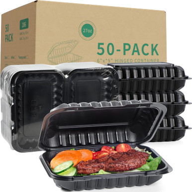 YANGRUI Clamshell Take Out Containers, Shrink Wrap 50 Pack 9 x 6 Inch ...