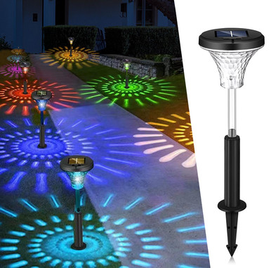 NUNET Super Bright Color Changing/Warm-White Solar Pathway Lights 6 ...