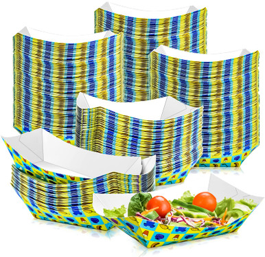 MotBach 120 Pack 2lb Checkered Paper Food Boats Disposable Paper Boats ...