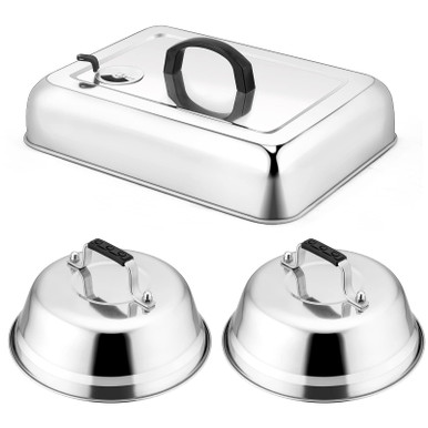 Basting Covers for Griddle 3pcs, Leonyo Stainless Steel 9" Round Cheese ...