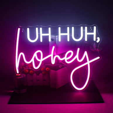 JURONGYILU Uh Huh Honey Neon Sign Pink White Letter Led Signs for Wall ...