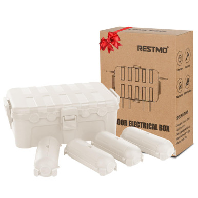 RESTMO Large Outdoor Electrical Box with 4 Pack Outdoor Extension Cord Safety Cover, IP54 ...