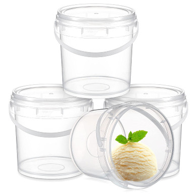 4 Pieces 2L Ice Cream Bucket Reusable Ice Cream Freezer Storage ...
