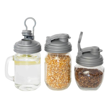 reCAP Mason Jar Pour Lid | Foldout Carry Loop | Regular Mouth | Silver ...