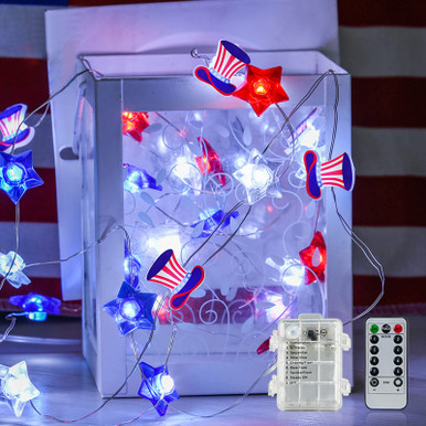 LED Star Flag String Lights,String Lights,Red White Blue Star Lights ...
