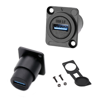 PENGLIN 2PCS USB 3.0 Waterproof Socket, D-Type USB Panel Mount Solderless Connector Female to ...