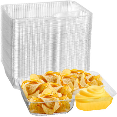 Peohud 100 Pack Nacho Trays, 22 Oz Two Compartment Disposable Food Tray ...