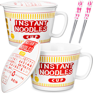Norme 2 Sets Ramen Bowl Set with Chopsticks 34 oz Instant Ramen Noodle ...