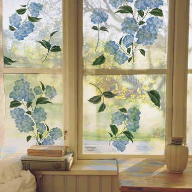 Flortlias Autumn Small Hydrangea Floral Window Decals, Transparent ...