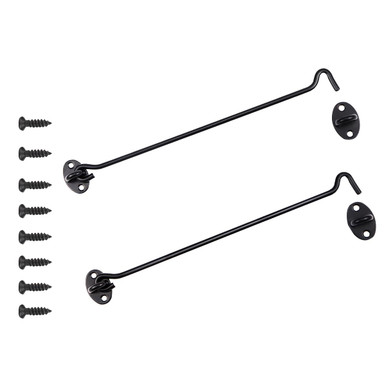 2Pcs 12 Inch Hook and Eye Latch Black Heavy Duty Solid Stainless Steel ...