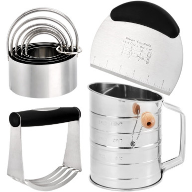 Tosnail Pastry Cutter, Dough Blender, 3 Cup Flour Sifter and Biscuit ...