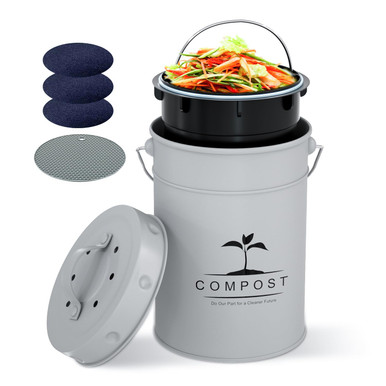 NOVTEKE Compost Bucket for Kitchen Countertop - 1.0 Gallon Kitchen ...