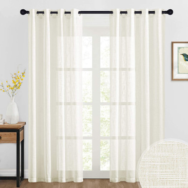 RYB HOME Sheer Curtains 84 inches Long - Natural Linen Curtains 84 inch ...