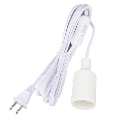 Zevnico 10 FT Hanging Light Socket with Cord, White E26 Extension Cord ...