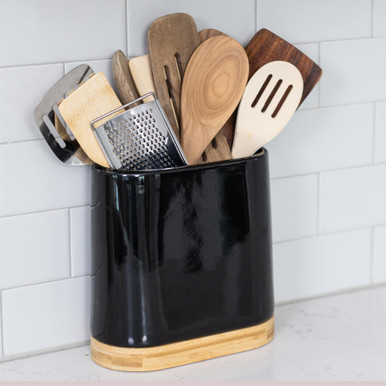 DAILY RITMO Large Kitchen Black Utensil Holder for Countertop with ...