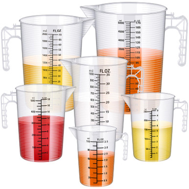 Xuhal 6 Pieces Plastic Measuring Pitcher 6 Sizes Mixing Pitcher ...