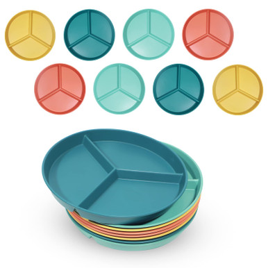 YUESHENGHAO 9.6 Inch Adult Portion Control Plates, 8 Pieces Unbreakable ...