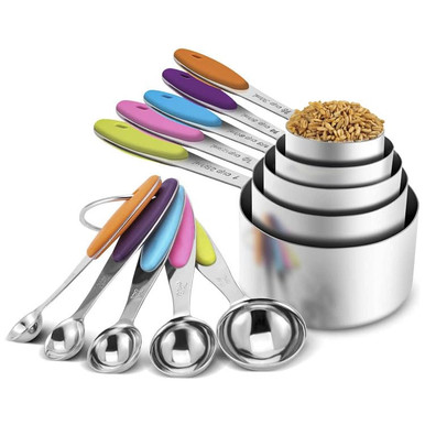 10 Pcs Measuring Cups and Spoons Set,Stackable Metal Measure Cup for ...