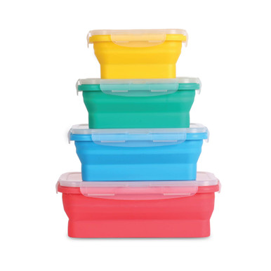 Collapsible silicone food storage containers w/BPA free airtight ...