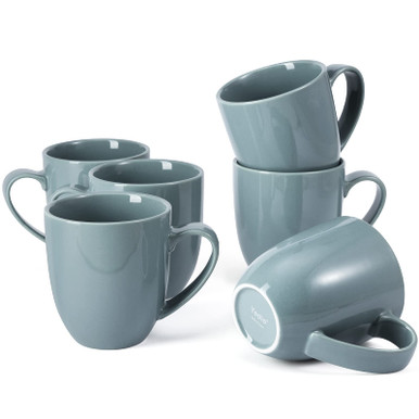 Yedio Porcelain Mugs Set - 18 Ounce Gray Porcelain Tea Mugs for Tea ...