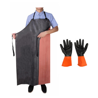 Rubber Apron Waterproof with Thick Rubber Gloves for Men and Women ...