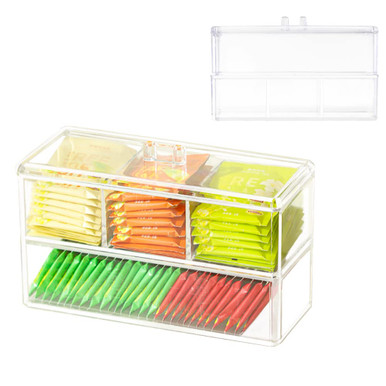 2 Stackable Tea Bag Organizer with Lid| Acrylic Tea Container Storage ...