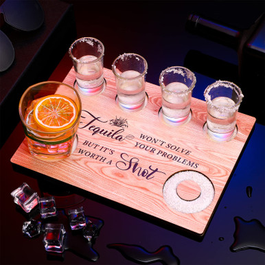 Flight Board Wooden Flight Tray Glass Cup Holder with Salt Rim Glass ...