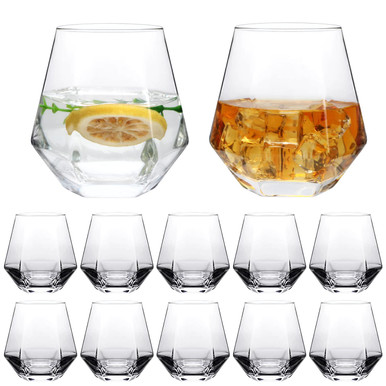 Ufrount Diamond Wine Glasses,Stemless Red Wine Glass Cups Set of 12 ...