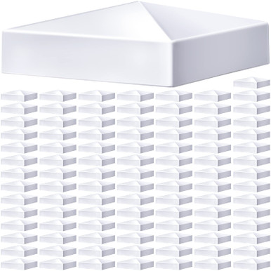 Pyramid White PVC Vinyl Post Top Caps, Fence Post Caps, Deck Post Caps ...