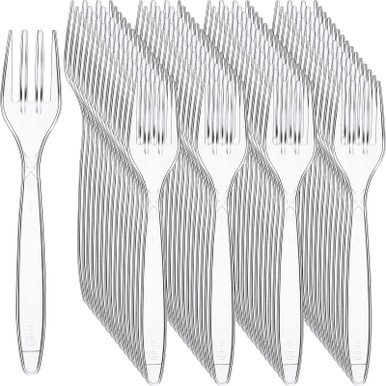 Potchen 1000 Pcs Clear Disposable Plastic Forks, Heavy Duty Plastic ...