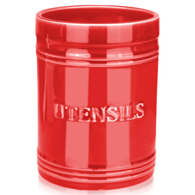 Best Red Ceramic Utensil Holder Kitchen Utensil Crock Large Countertop ...