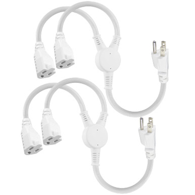 KUNCAN Power Y-Splitter Extension Cord - 1FT 16AWG 2-Outlet Splitter ...